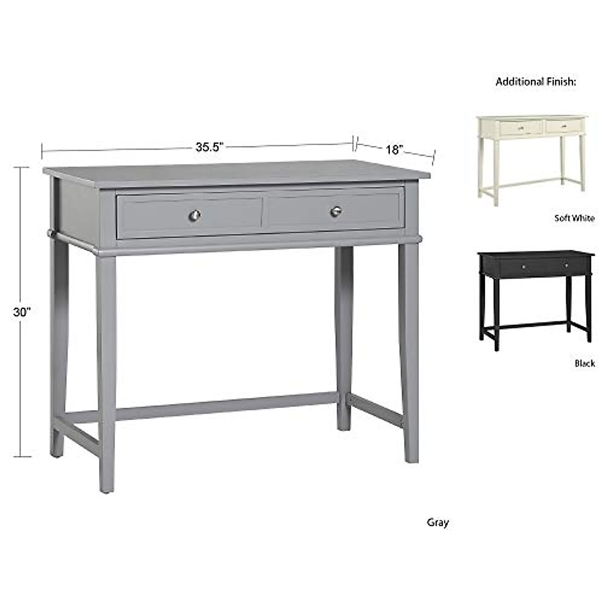 Ameriwood Home Franklin Writing Desk, Soft White