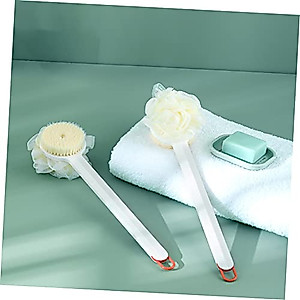 Sponges for Bathing Bath Brush Shower Brush Silicone scrubbers Skin exfoliating Tool Silicone Body Brush Shower Scrubber pet Nylon Wool Double Sided Brush loofah White
