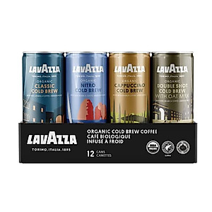 Lavazza Organic Cold Brew Coffee Variety Pack of 12 Count - Balanced, Complex, Smooth, Fruity, Sweet, Creamy, Medium and Dark Roast, 100% Arabica, USDA Organic and Rainforest Alliance Certified,1 Count(Pack of 12)