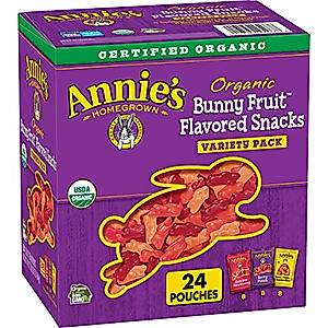 Annie's Organic Bunny Fruit Snacks, Gluten Free, Variety Pack, 24 Pouches