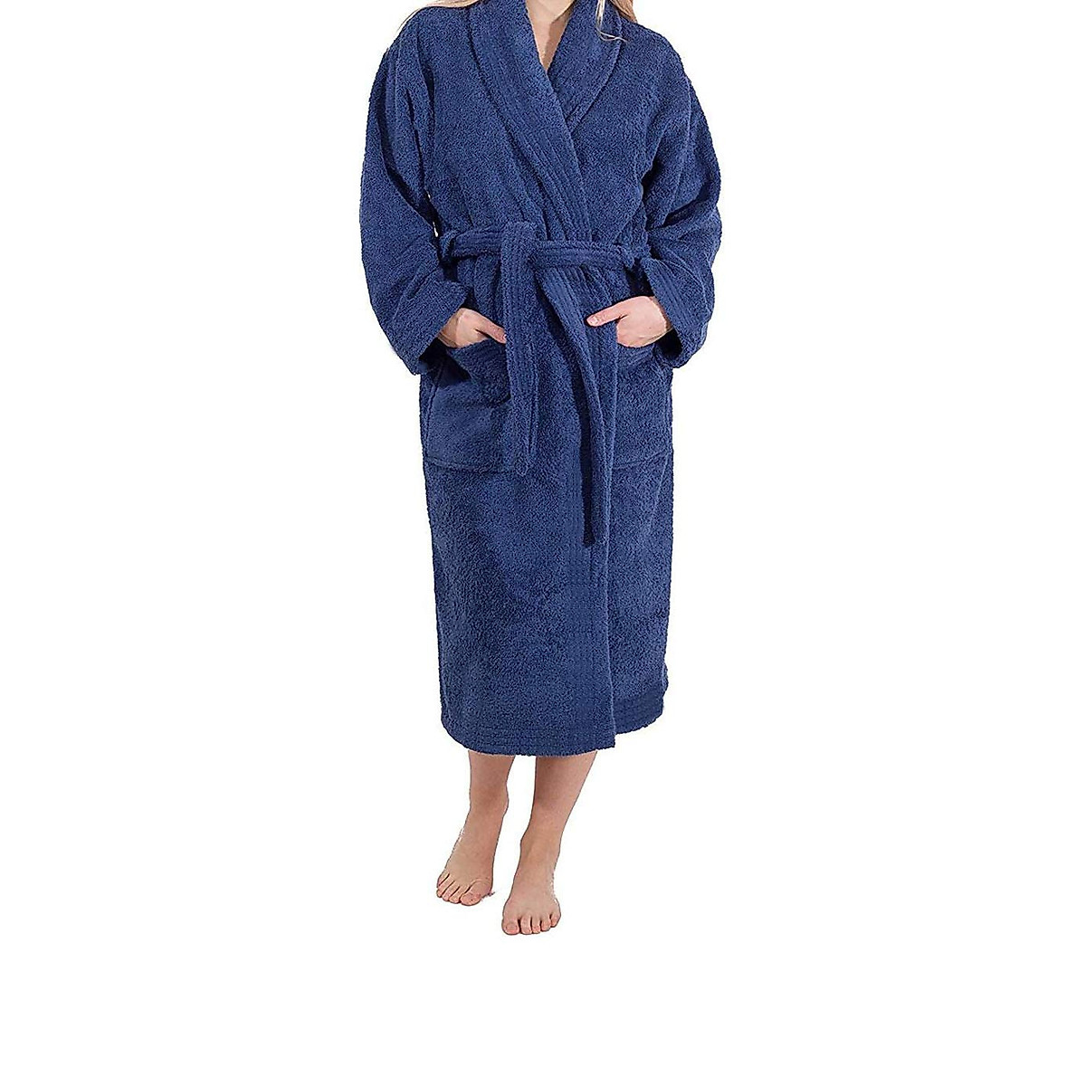 Ramesses Bathrobe Mens,Premium Thick Terry Cloth Bathrobe,Towel Bath robe Long–Staple Combed Men's Cotton Robe(Navy)