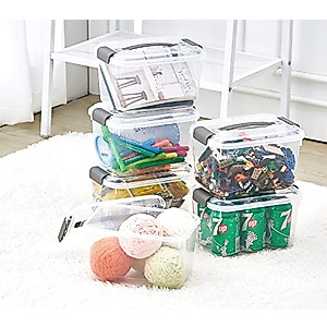 ZHENFAN 5.5 Qt Clear Storage Latch Box/Bin with Lids, 6-Pack Plastic Organize Bins with Handle