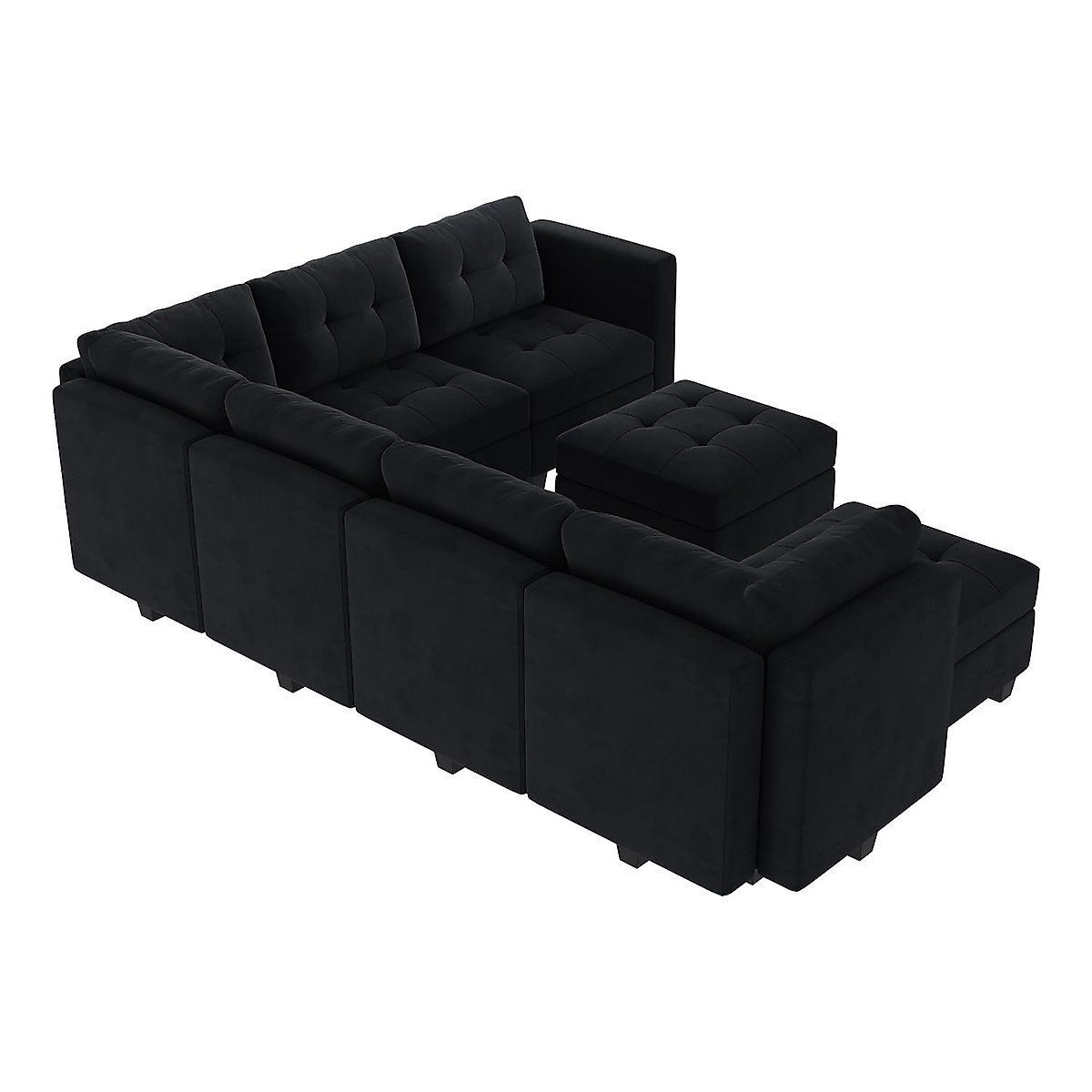 HONBAY Modular Sectional Sofa with Storage Ottomans Oversized U Shaped Couch with Chaises 8-Seater Sectional Sofa for Living Room, Black