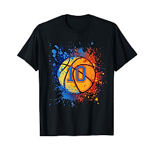 10 Years Old 10th Birthday Basketball Gift For Boys Party T-Shirt