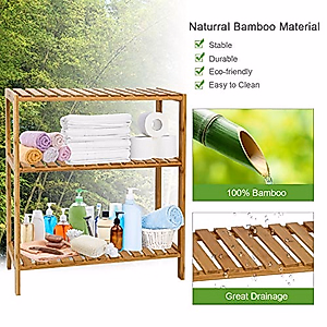 Bamboo Shelf Bathroom 3-Tier Storage Shelves Stand Rack Multifunctional Shelving for Bedroom Kitchen Living Room