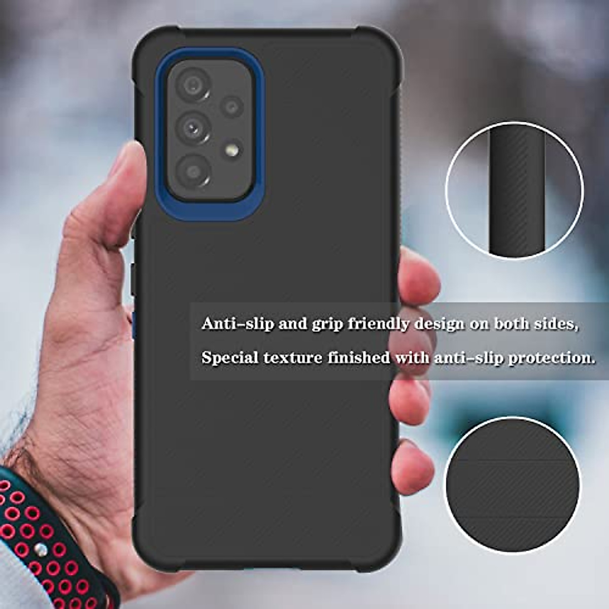 Leptech for Samsung Galaxy A53 5G Phone Case with Glass Screen Protector, [Holster Series] Belt Clip Protective Hard Tough Full Heavy Duty Rugged Military Shockproof Armor Cell Phone Cover (Black)