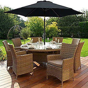 windaze 7.5ft Patio Table Umbrella - Outdoor Market Umbrella with Push Button Tilt and Crank for Garden, Lawn, Backyard, Deck, Pool and Beach, Black