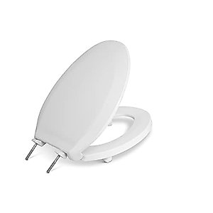 Centoco 2 inch Raised Toilet Seat for Seniors, Elongated, Closed Front with Cover, Plastic, Made in the USA, HL800STS-001, White