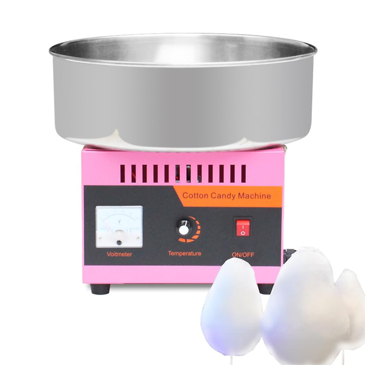 Cotton Candy Machine Commercial, 1000W Cotton Candy Maker Machine, Candy Floss Maker, with Stainless Steel Bowl, Sugar Scoop,Anti-Rust Coating, for Family Party, Kids Birthday Pink