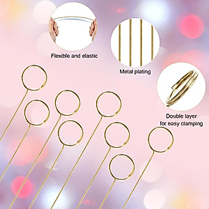 Rimoev 40 Pcs Floral Card Holder Picks, 12 Inch Round Picture Holders, Photo Holder Pick Stick, Gold Floral Place Card Holder, Floral Picks Clips, Photo Picture Holder for Weddin