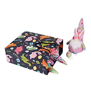 Ranfashiong 13" Large Gift Bag with Tissue Paper and Card for Boys Kids Birthday Baby Shower (Black Dinosaurs 1 PCS)