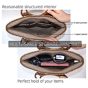 TICYACK Women's Top-handle Handbags, Handmade Straw Bag/Straw Purse for Womens for Daily Use, Beach, Travel