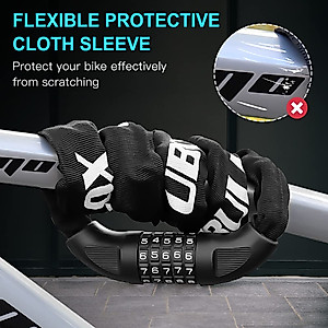 UBULLOX Bike Chain Lock 4FT Bike Lock 5-Digit Combination Bike Lock Anti-Theft Bicycle Lock 6mm Thick Resettable Bike Lock Chain for Bicycle, Motorcycle, Scooter, Gate, Fence, Black