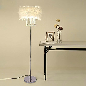Hsyile Lighting KU300180 Modern and Simple Crystal Floor Lamp Home Lighting for Living Room Bedroom, Lampshade White,3 Lights