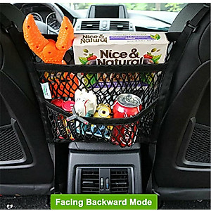 3-Layer Car Net Organizer, Universal Back Seat Mesh Bag, Barrier of Backseat Pet Children Kids, Cargo Tissue Wallet Handbag Holder, Driver Storage Netting Pouch