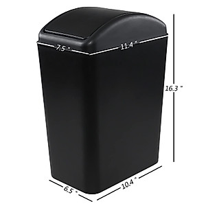 Qqbine 4.5 Gallon Trash Can with Swing Top Lid, Plastic Garbage Bin with Lid, Black, 3-Pack