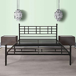 Mellow Allston-Metal Platform Bed with Built-in Slats & Headboard Patented Bifold Easy Assembly, TwinXL, Black