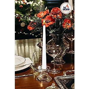 Classic White Taper Candles - 10 Inch – 30 Bulk Pack – for Shabbat, Dinner Tables, Restaurants, Ceremonies and Emergency - 8 Hour Burn Time