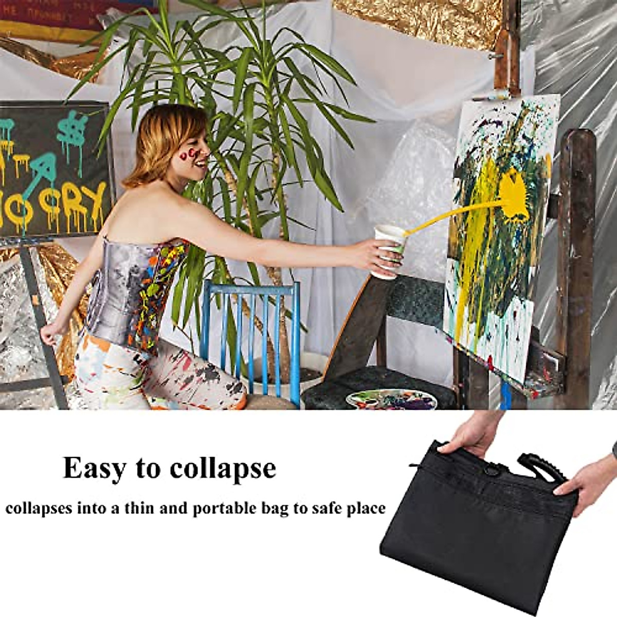 Eage Art Portfolio Case 34 x 43 inches, Waterproof Nylon Artist Carrying Bag with Soft-sided Shoulder Straps, Black Large Art Storage Folder for Artwork Organization 0003