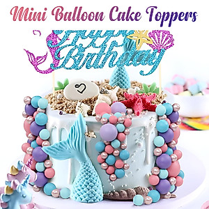 Acmee 115 PCS Ball Cake Toppers - Mini Balloon Cake Decorations Foam Ball Cupcake Picks DIY Cake Insert Toppers for Birthday Party Wedding Baby Shower - Pink Purple Blue