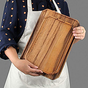 2 Pcs Large Wooden Platters Serving Trays Acacia Wood Charcuterie Platter for Food Tray Cheese Serving Board Rectangular Plates Platters Meat Charcuterie Boards Decorative Plates Fruit Tray