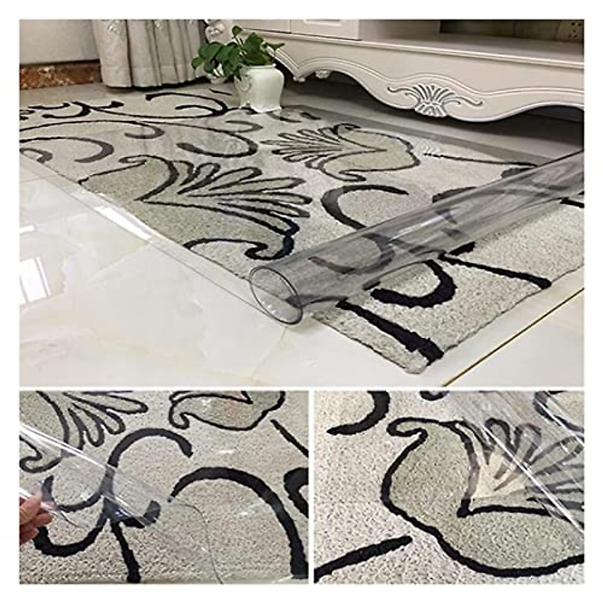 Clear PVC Desk Chair Mat PVC Hardwood Floor Mat Protector,1.5mm Thick, Clear Vinyl Floor Runner Protect Pads/Non Slip Transparent Doormat Protector Chair Mat,85/105/125/145cm Wide for Office & Home (