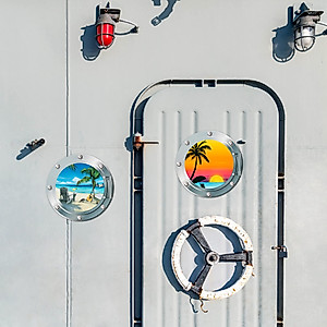 JAPBOR 4pcs Cruise Door Magnets, Summer Refrigerator Car Magnet, Beach Palm Tree Magnetic Decals, Ocean Hawaii Vacation Nature Scenery Fridge Stickers for Home Kitchen Door Cabinet Decor (9.8 Inch)