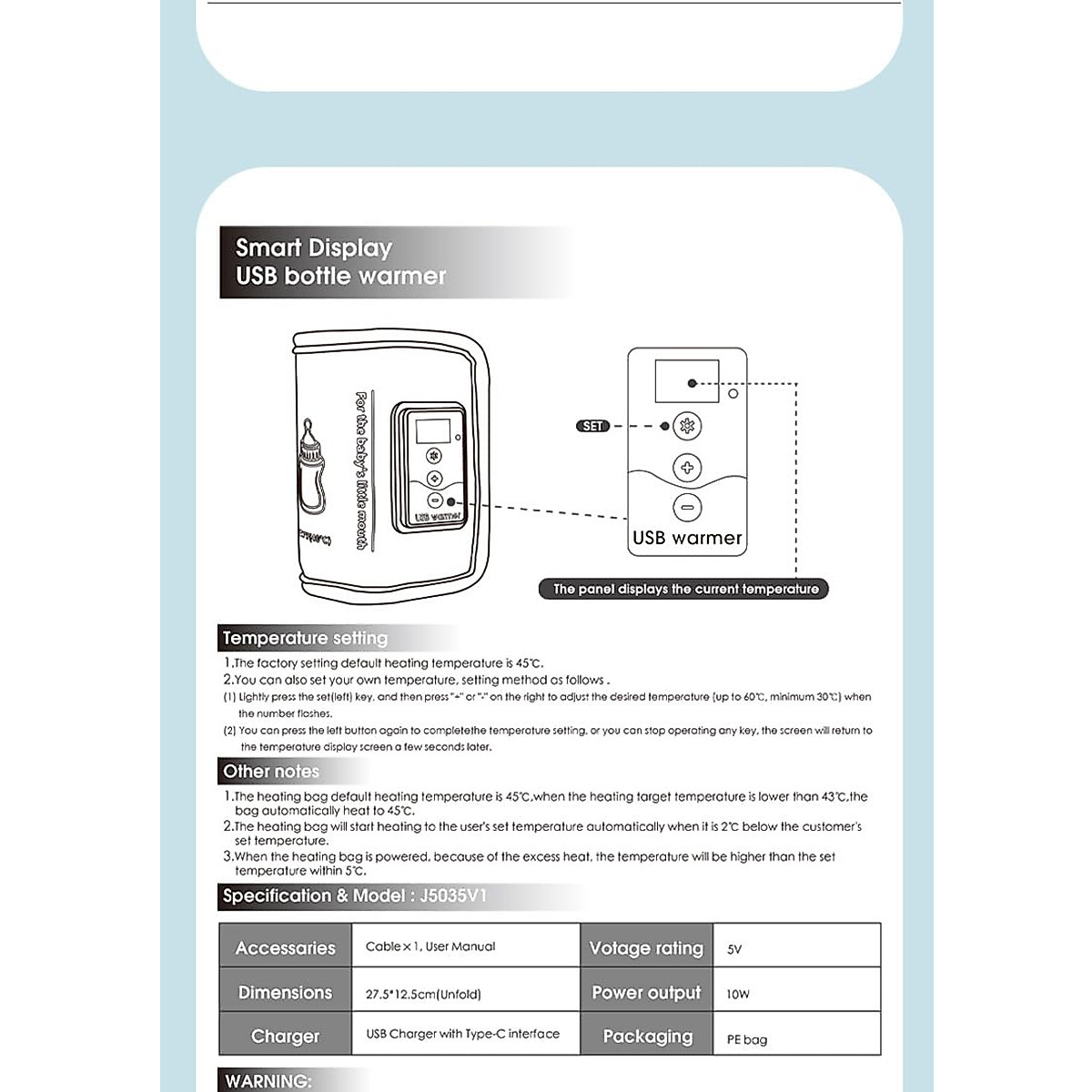 Bottle Warmer, Milk Warmer Bag Constant Temperature Quick Heating USB Insulated Baby Car Travel Heat Thermal Breast USB Bottle Warmer for Home Outdoor Indoor Traveling Driving