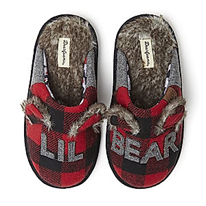 Dearfoams Kids Unisex Slipper, Lil Bear Plaid, US 7-8 Toddler