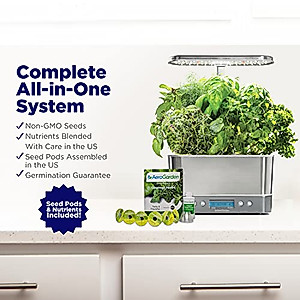 AeroGarden Harvest Elite with Gourmet Herb Seed Pod Kit - Hydroponic Indoor Garden, Stainless Steel