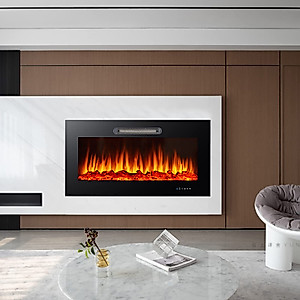 36 Inch Electric Fireplace Recessed and Wall Mounted, in-Wall Electric Fireplace with Adjustable Flame Colors, Touch Screen, Remote Control, Easy to Install,750w/1500w (36)