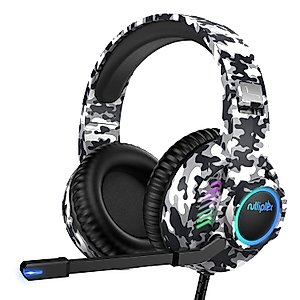 nulliplex Wireless Headphones Bluetooth with Microphone, Over Ear Headsets with Environmental Noise Cancelling Retractable Mic, USB for Office Laptop Computer Smartphone