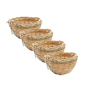 MagiDeal 4pcs Bamboo Canary Nest Finch Breeding Nesting Hanging onto Cage