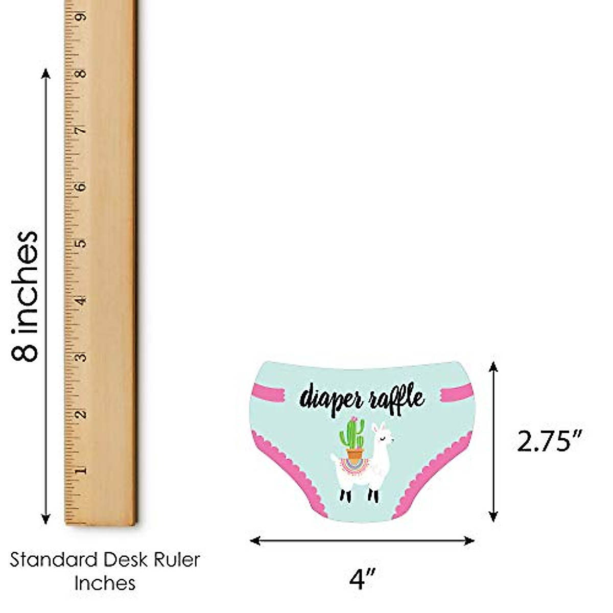 Big Dot of Happiness Whole Llama Fun - Diaper Shaped Raffle Ticket Inserts - Llama Fiesta Baby Shower Activities - Diaper Raffle Game - Set of 24