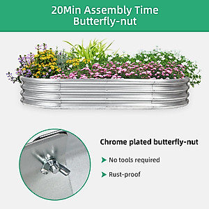 Gartist Galvanized Raised Garden Bed, 4x2x1 FT Thickening Raised Beds for Gardening, Oval Larger Space Planter Box for Outdoor for Herbs, Vegetables, Fruits