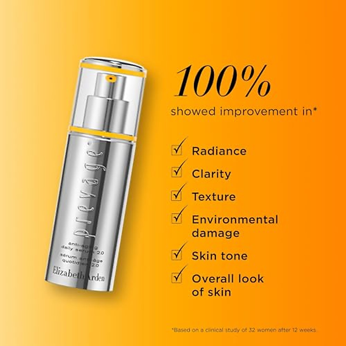 Elizabeth Arden PREVAGE Daily Face Serum 2.0, Anti Aging Serum for Face and Neck, Now With 4x Antioxidant Power, Improves Elasticity, Tones, Textures, Dark Spots, and Brightens Skin, 1.7 oz Tube