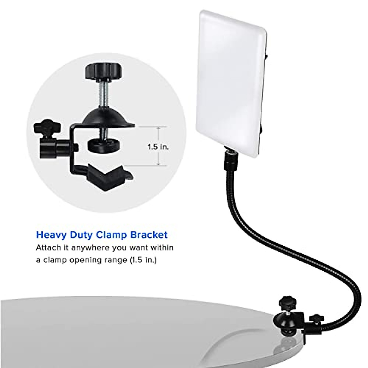 LimoStudio [2 Pack] LED Light Panel with Gooseneck Extension Adapter, Mini Table Top Light Stand, and Mounting Clamp, Photo Video Lighting Kit, Photo Studio, AGG2205