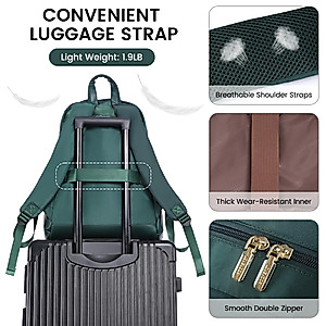 LOVEVOOK Travel Laptop Backpack Women,15.6 Inch Water Resistant Travel Backpack for Women,Work Computer Back Pack for Business,Large Capacity,Dark Green