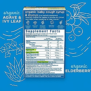 Mommy's Bliss Organic Baby Cough Syrup and Mucus + Immunity Support, Contains Organic Agave and Ivy Leaf, Made for Babies 4 month+, 1.67 Fluid Ounces