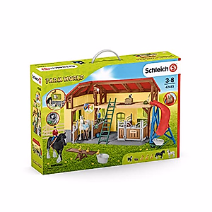 Schleich Farm World, 30-Piece Playset, Farm Toys and Farm Animals for Kids Ages 3-8, Horse Stable 10.5 x 49 x 34.5 cm
