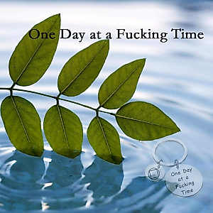 TGBJE One Day At a Time Keychain Sobriety Gift Addiction Recovery Gift AA Gift NA Recovery Sobriety Gift (One day 2)