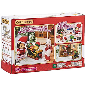 Calico Critters Mr. Lion's Winter Sleigh, Limited Edition Seasonal Holiday Set with 2 Collectible Doll Figures and Accessories