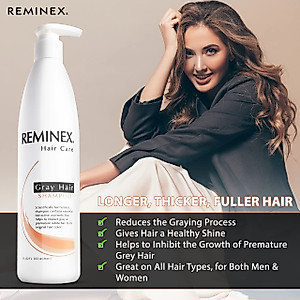 Reminex Anti Gray Hair Shampoo - Proprietary Treatment Infused with Argan Oil To Help Restore Gray And White Hair To Its Natural Color - 13.5 Oz No Paraben (1 Pack)