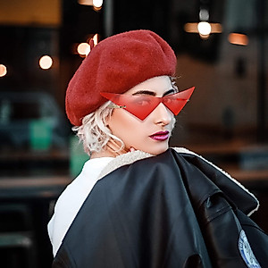 4 Pairs Triangle Sunglasses Frameless Space Eye Sunglasses Rimless Pointy Glasses Men Party Prom Sunglasses for Women and Men (Red, Blue, Gray, Purple)