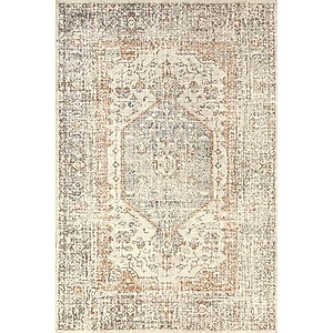 nuLOOM 5' x 8' SpinClean Machine Washable Stain-Resistant Area Rug with Non Slip Backing, Low Profile for Living Room, Bedroom, and Dining Room, Jacquie Light Grey