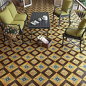 Yenhome 15 Tiles Brown Peel and Stick Floor Tile Bathroom Vinyl Flooring 12"x12" Floor Tiles Peel and Stick Waterproof Flooring Tiles Stick on Floor Tiles for Bedroom Kitchen Wood Plank Flooring