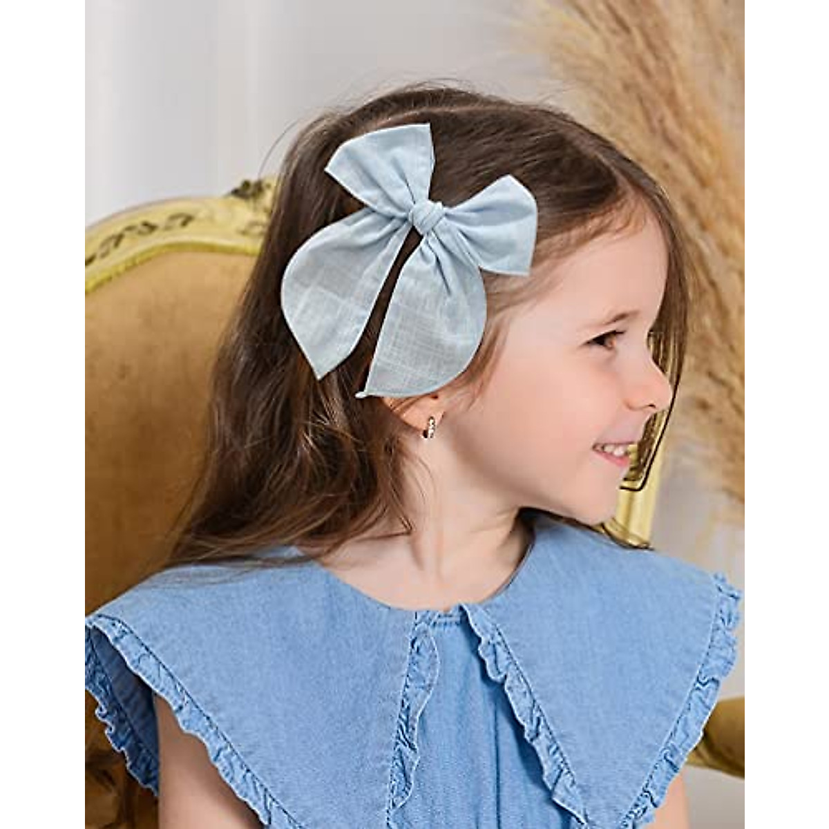 doboi 20PCS Fable Bows 4.5 Inch Hair Bows Clips Baby Girls Hair Clips Cotton Linen Bows for Girls Solid Color Hair Accessories for Baby Toddlers Kids