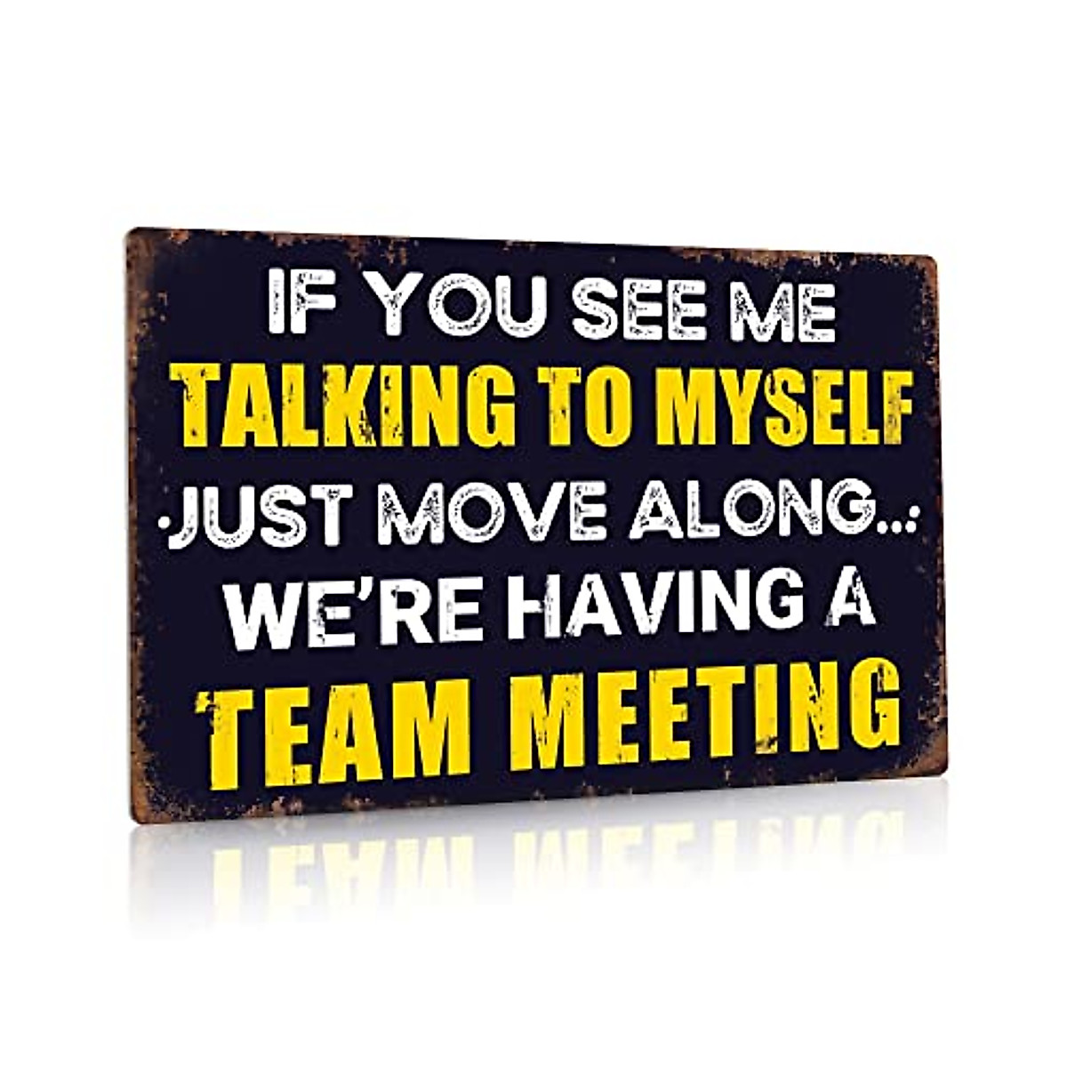Putuo Decor If You See Me Talking to Myself Sign, Funny Office Cubicle Decor for Home Bar, 12x8 Inches Metal