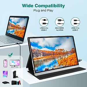 Portable Monitor for Laptop, INOO 15.8in FHD 1080P Laptop Monitor, Travel Second Monitor for Laptop, USB C Monitor with Smart Cover, External Screen for MacBook Computer Tablet Phone Xbox Switch PS5/4