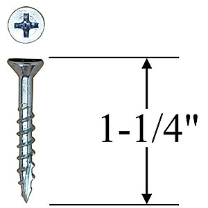 #8 x 1-1/4" Flat Head Wood Screws - #2 Philips Drive - Countersinking Nibs - Auger Point - Deep Thread Design for Cabinets & All Interior Work - Zinc Plated - 1,000 Screws